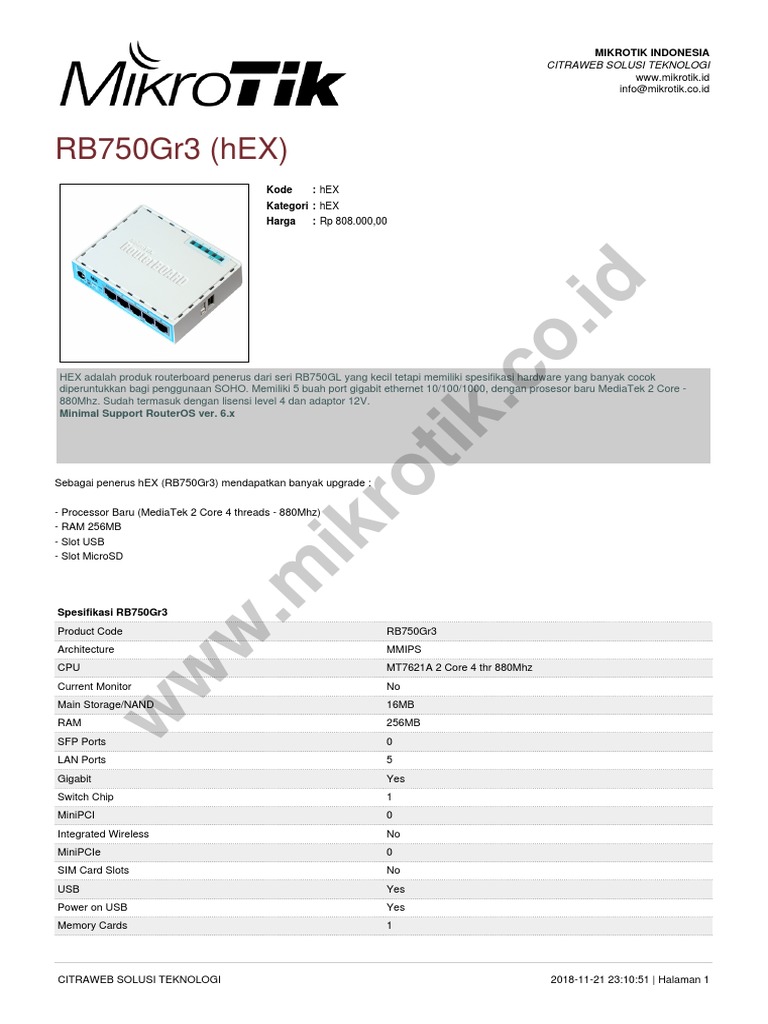 Spesifikasi Hardware Mikrotik Bengkel Mikrotik