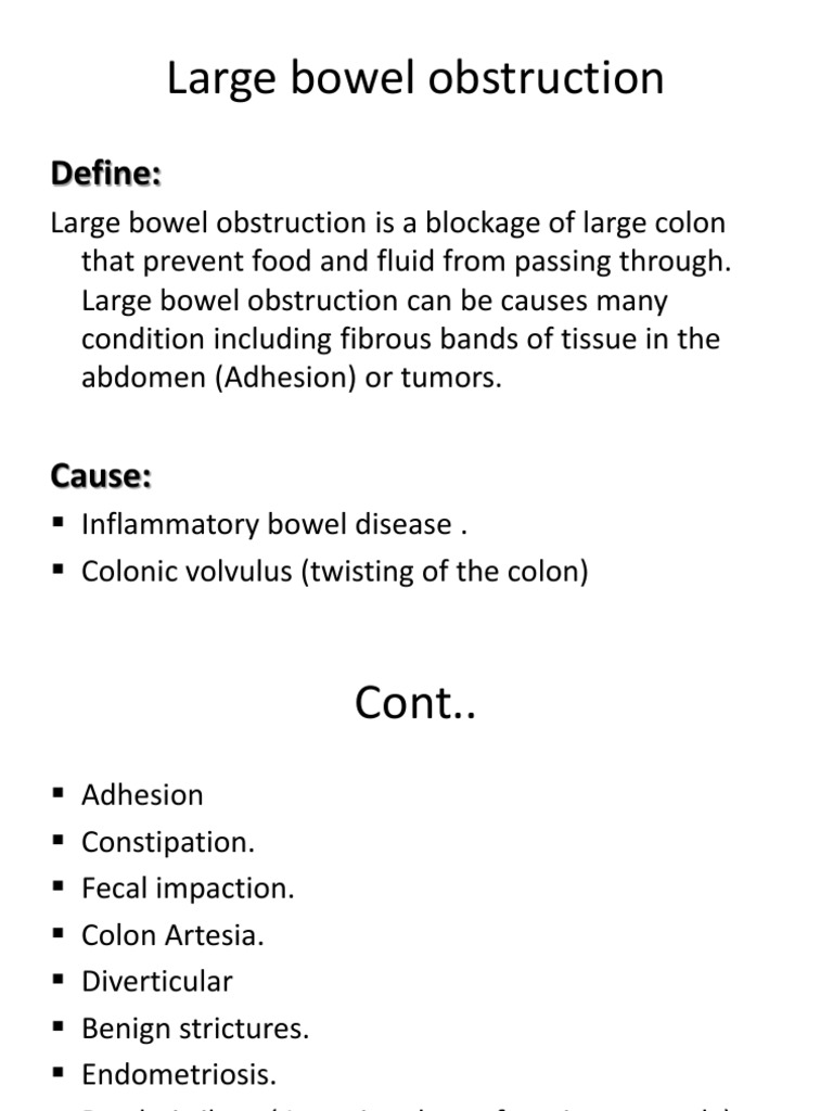 2.large Bowel Obstruction | PDF | Digestive System | Diseases And Disorders