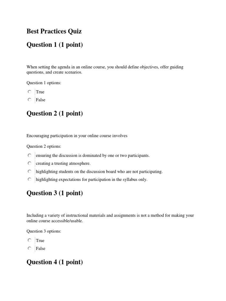 Pace - Best Practices Quiz | PDF | Educational Technology | Behavior Modification