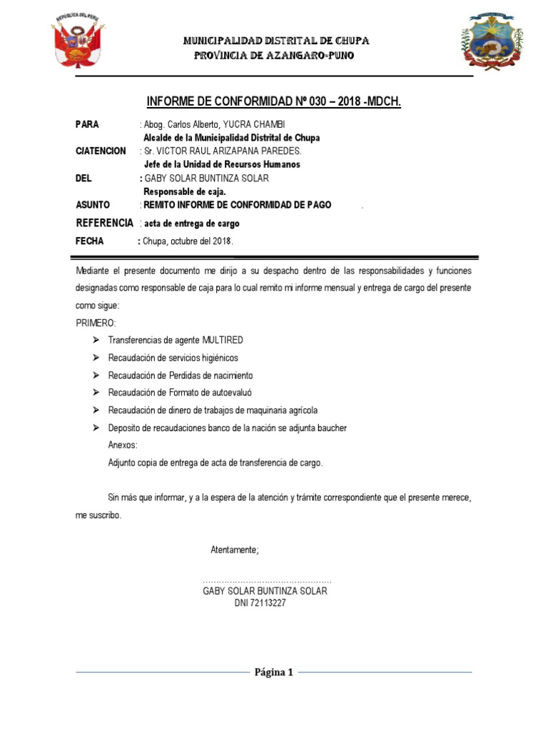 Informe de Conformidad Gaby | PDF | Gobierno