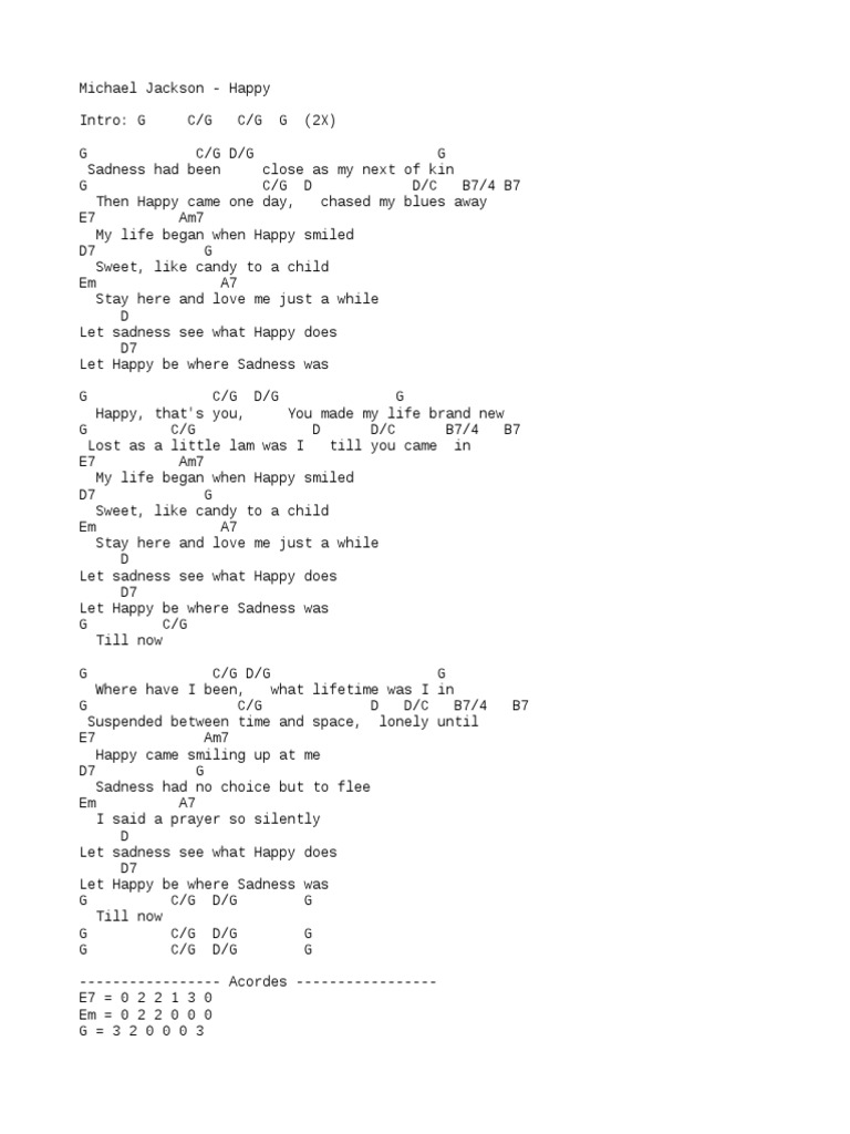 Michael Jackson - Happy (Chords) | PDF