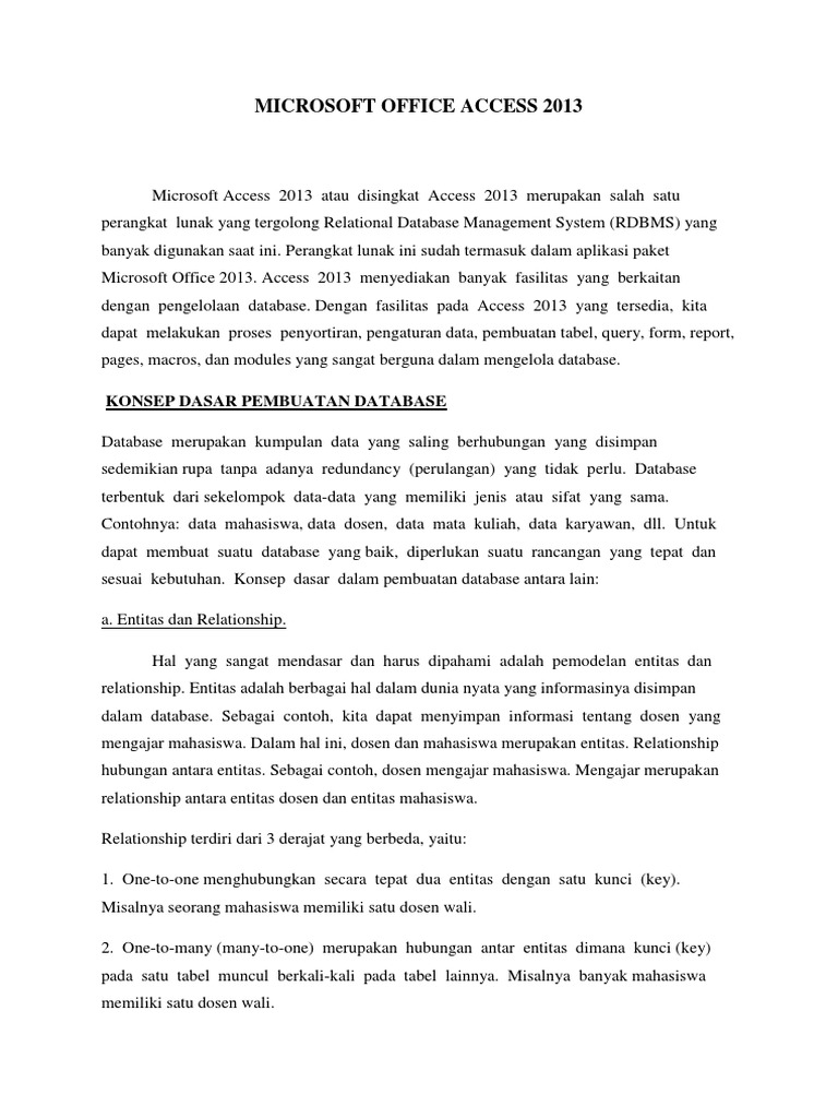 Microsoft Office Access 2013 | PDF | Karier & Perkembangan | Komputer