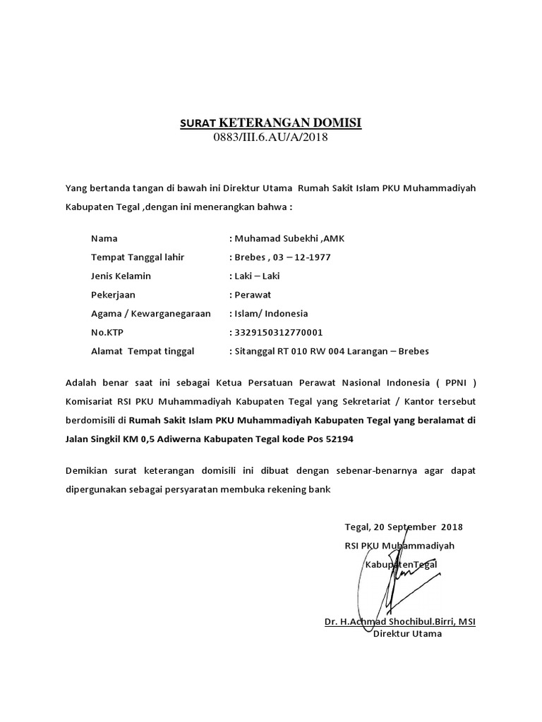 Surat Keterangan Domisi | PDF | Karier & Perkembangan