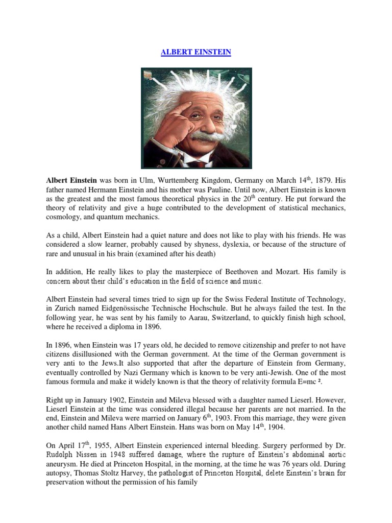 Albert Einstein: Life and Legacy | PDF | History | Classics