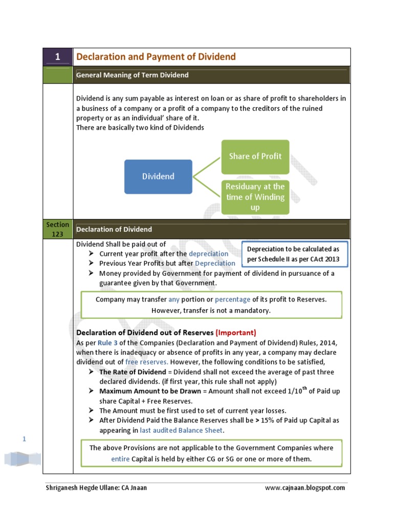 Declaration and Payment of Dividend | PDF | Dividend | Interest