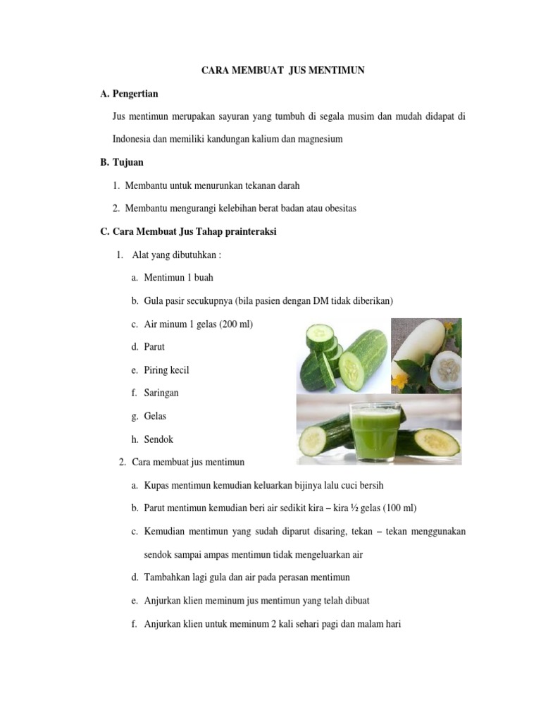 Sop Pemberian Terapi Dengan Jus Mentimun | PDF