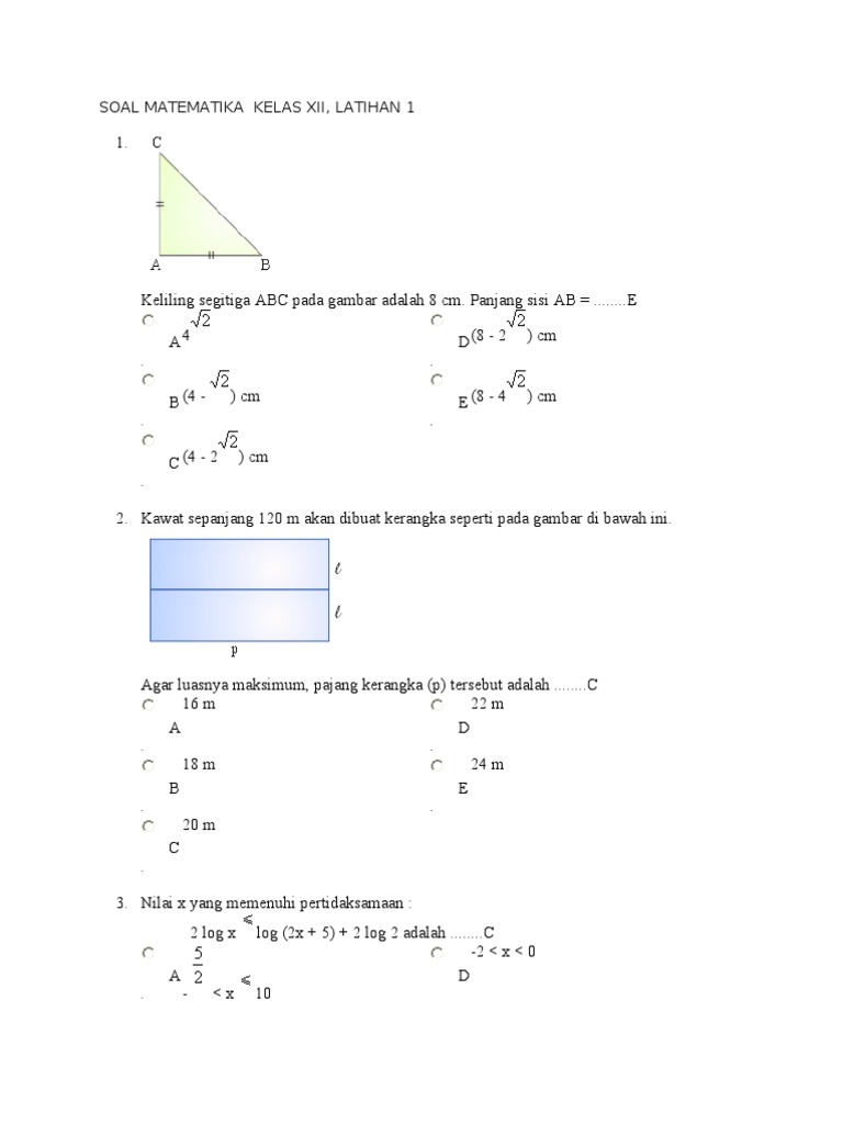 Soal Matematika Kelas Xii | PDF