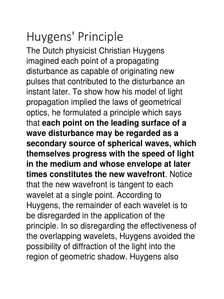 Huygens' Principle | Download Free PDF | Reflection (Physics) | Refraction