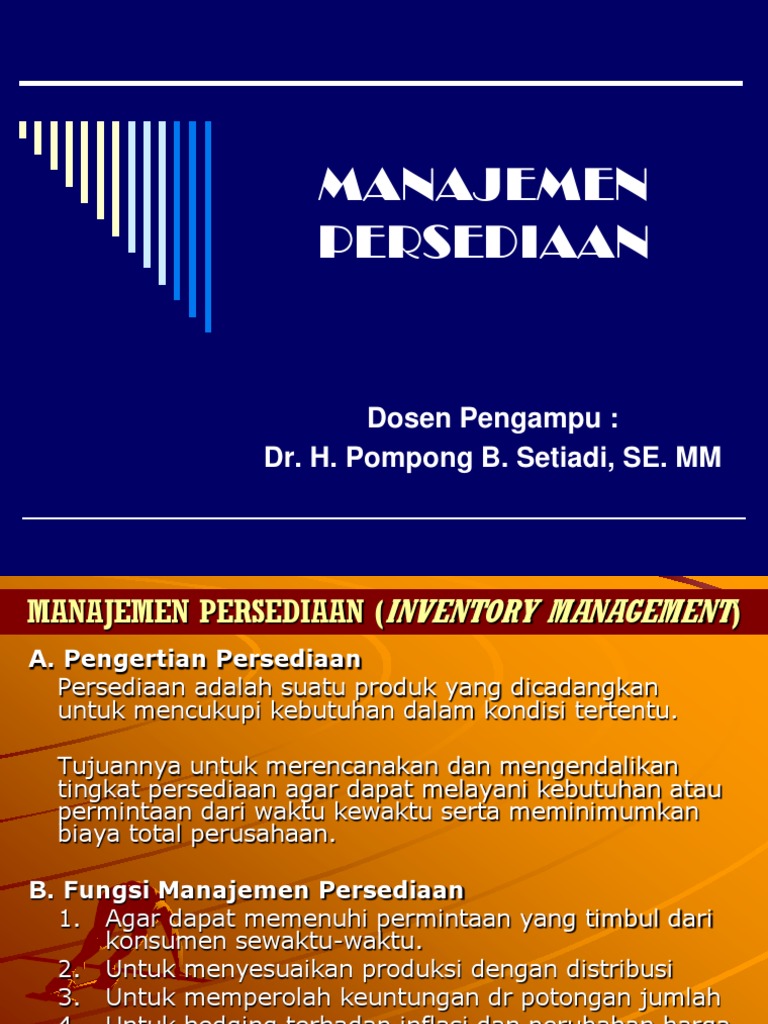 Manajemen Persediaan: Strategi dan Biaya | PDF