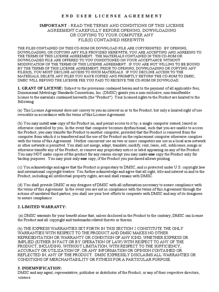 ANSI Dmis 5.2 | Download Free PDF | Indemnity | License
