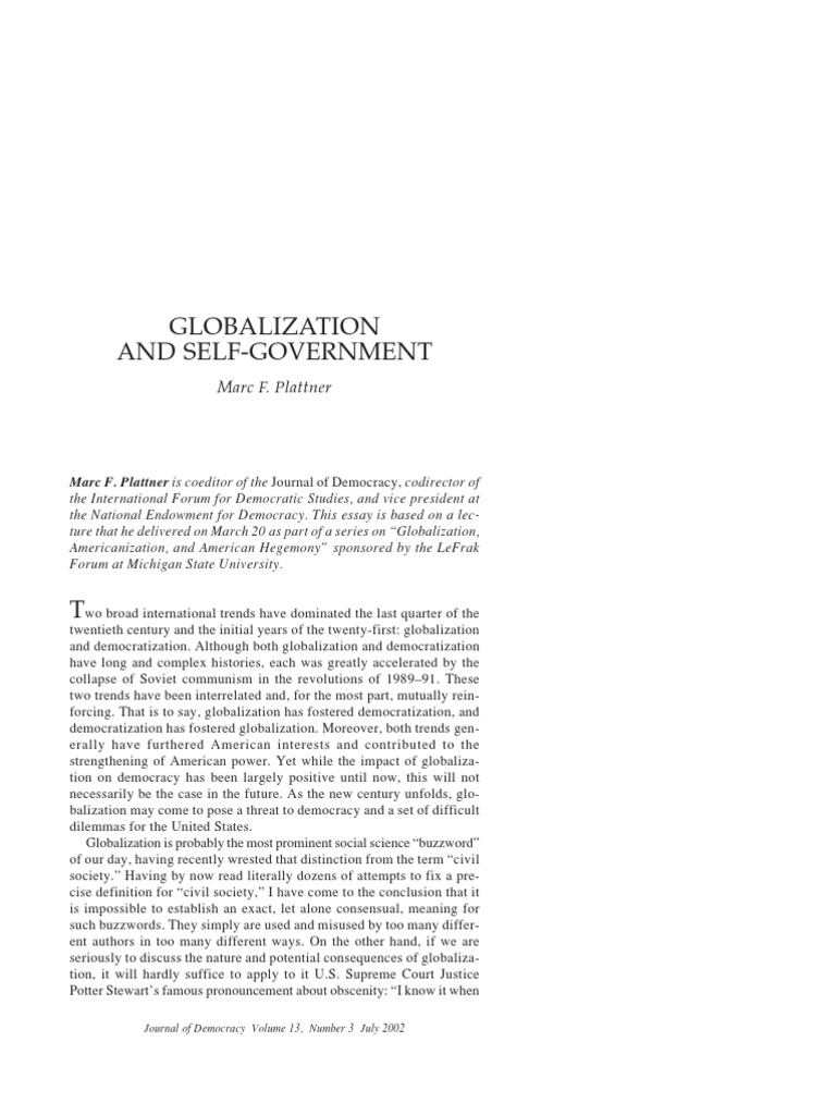 Globalization and Self-Government | PDF | Liberalism | Democracy
