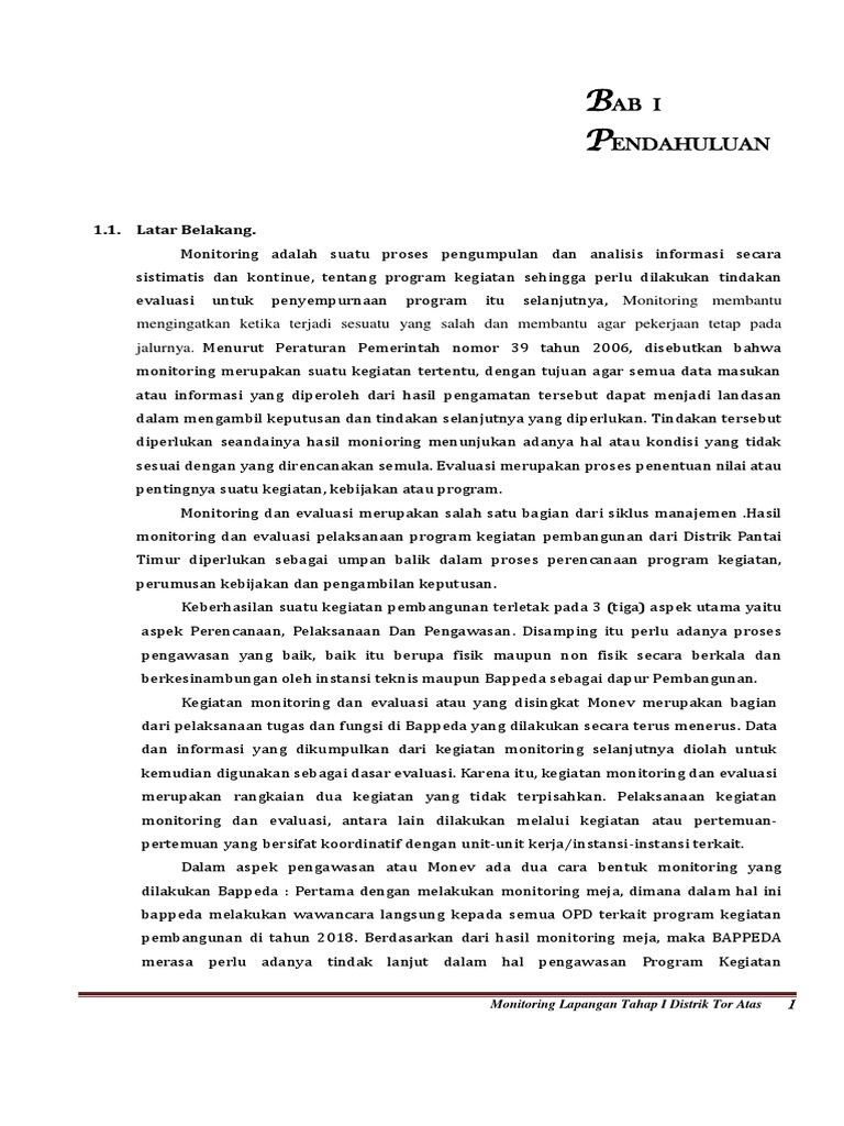 Laporan Monit Lapangan Bappeda | PDF
