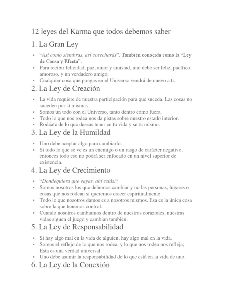 12 Leyes Del Karma Que Todos Debemos Saber | PDF | Karma | Verdad