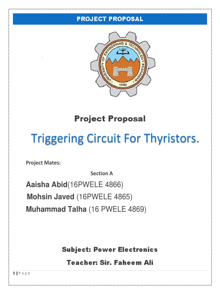 Triggering Circuit For Thyristors.: Project Proposal | PDF | Rectifier | Capacitor