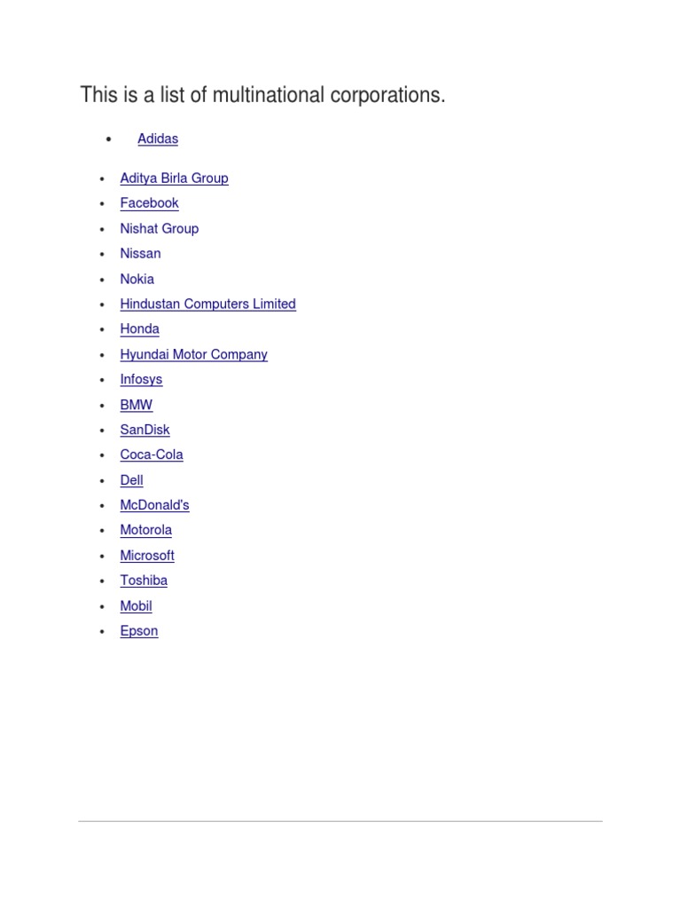 This Is A List of Multinational Corporations.: Adidas | PDF | Adidas ...