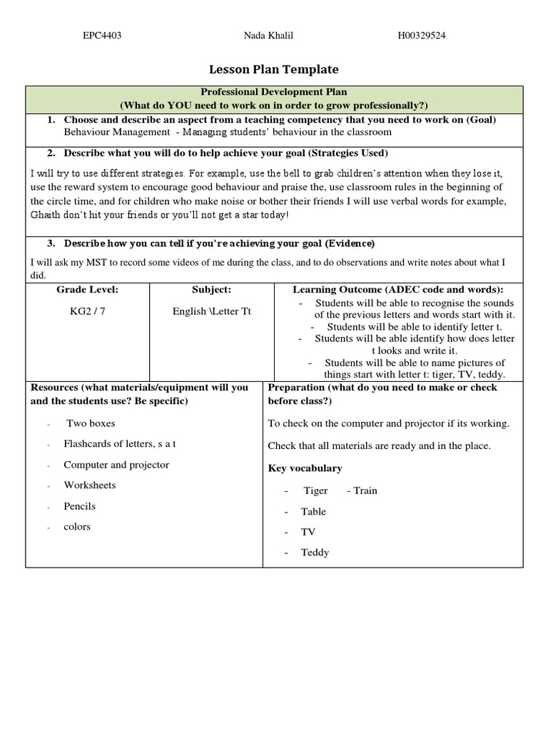 Lesson Plan 1 | PDF | Lesson Plan | Classroom