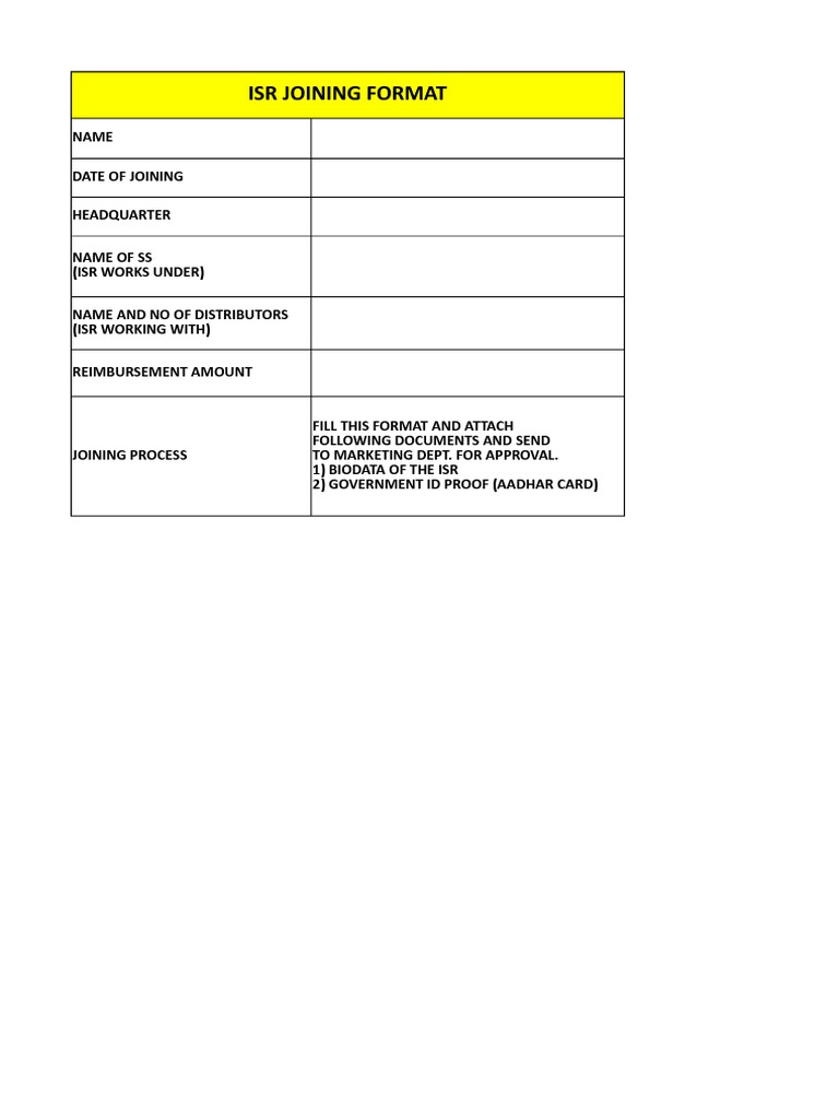 Isr Joining Format | PDF