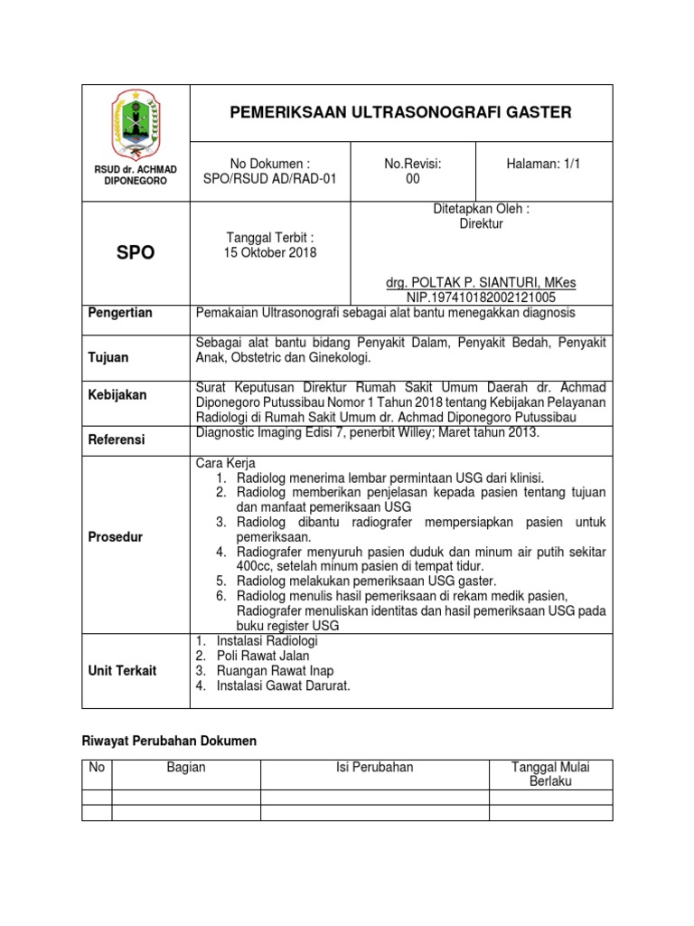 Prosedur USG Gaster di RSUD Achmad | PDF