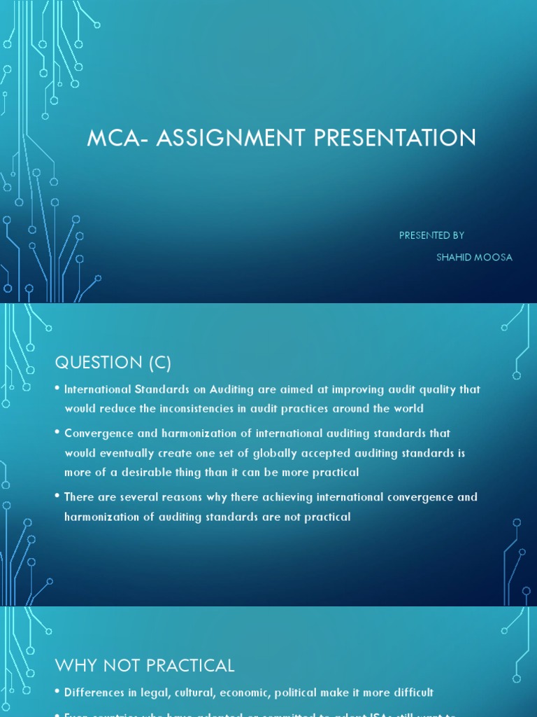 Mca-Assignment Presentation: Presented by Shahid Moosa | PDF ...