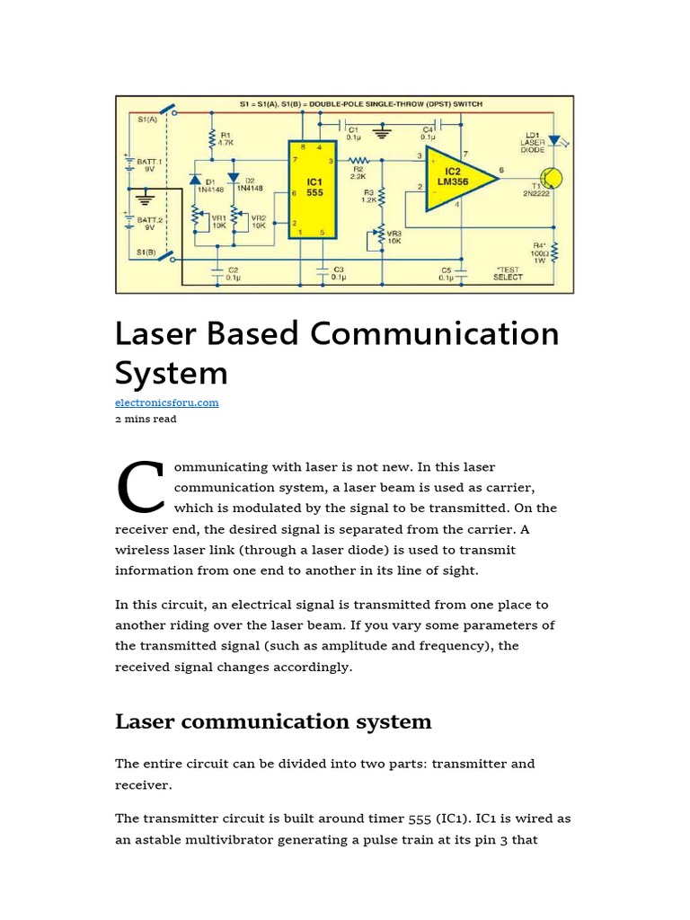 Laser Based Communication System PDF | PDF | Electronic Circuits ...