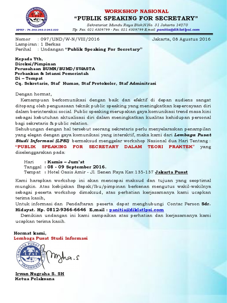 Contoh Undangan Workshop 1 | PDF