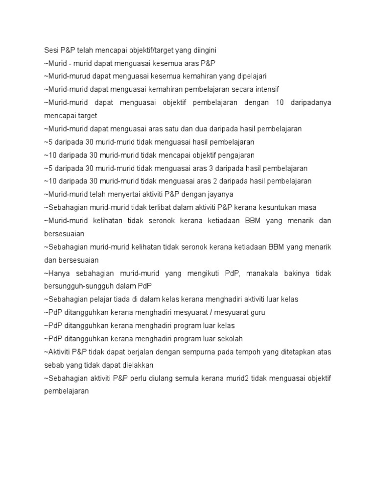 Contoh Refleksi RPH | PDF
