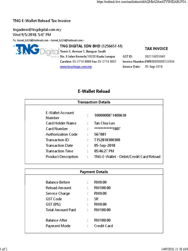 TNG E-Wallet Reload | PDF