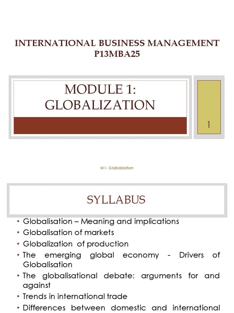 Module 1 - Globalization | PDF | Globalization | Foreign Direct Investment