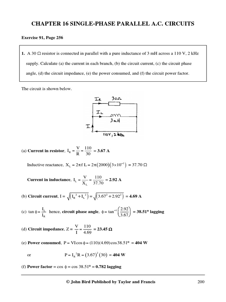 Single Phase Ac Parallel Circuit | Download Free PDF | Ac Power | Electrical Impedance