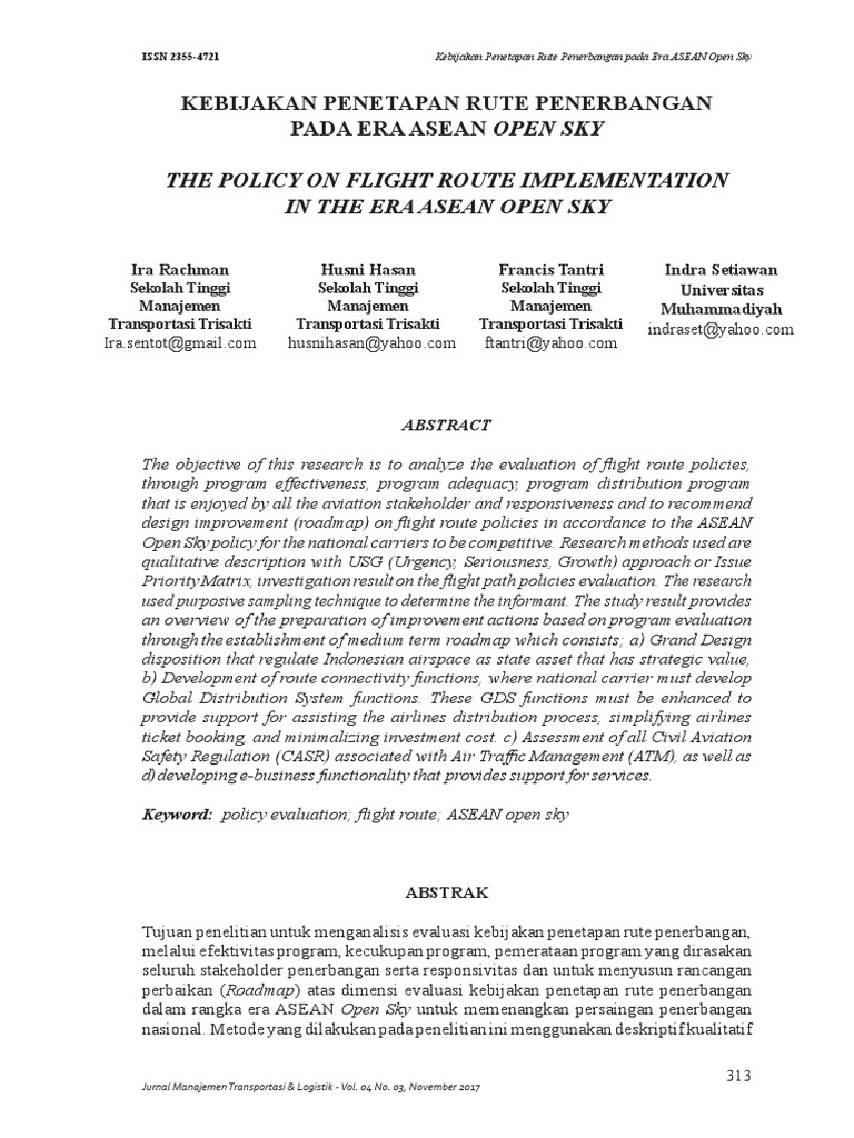 Kebijakan Rute Penerbangan ASEAN Open Sky | PDF | Technology & Engineering