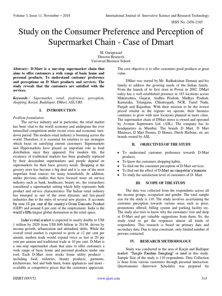 Study On The Consumer Preference and Perception of Supermarket Chain ...
