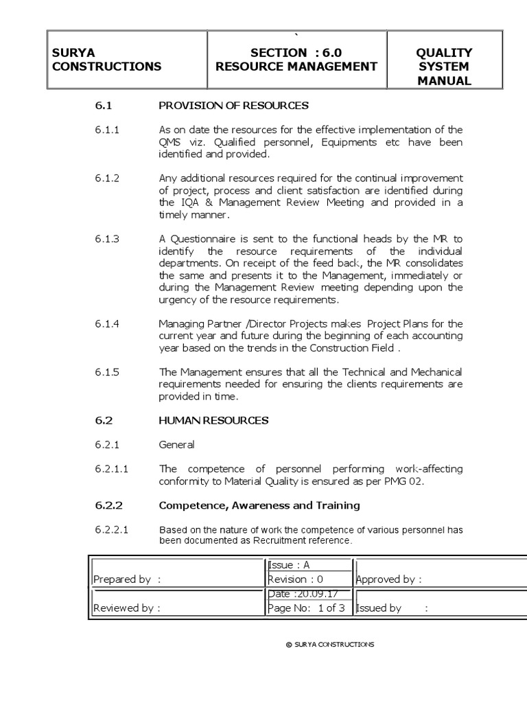 04 - Quality Management System | PDF | Employment | Resource