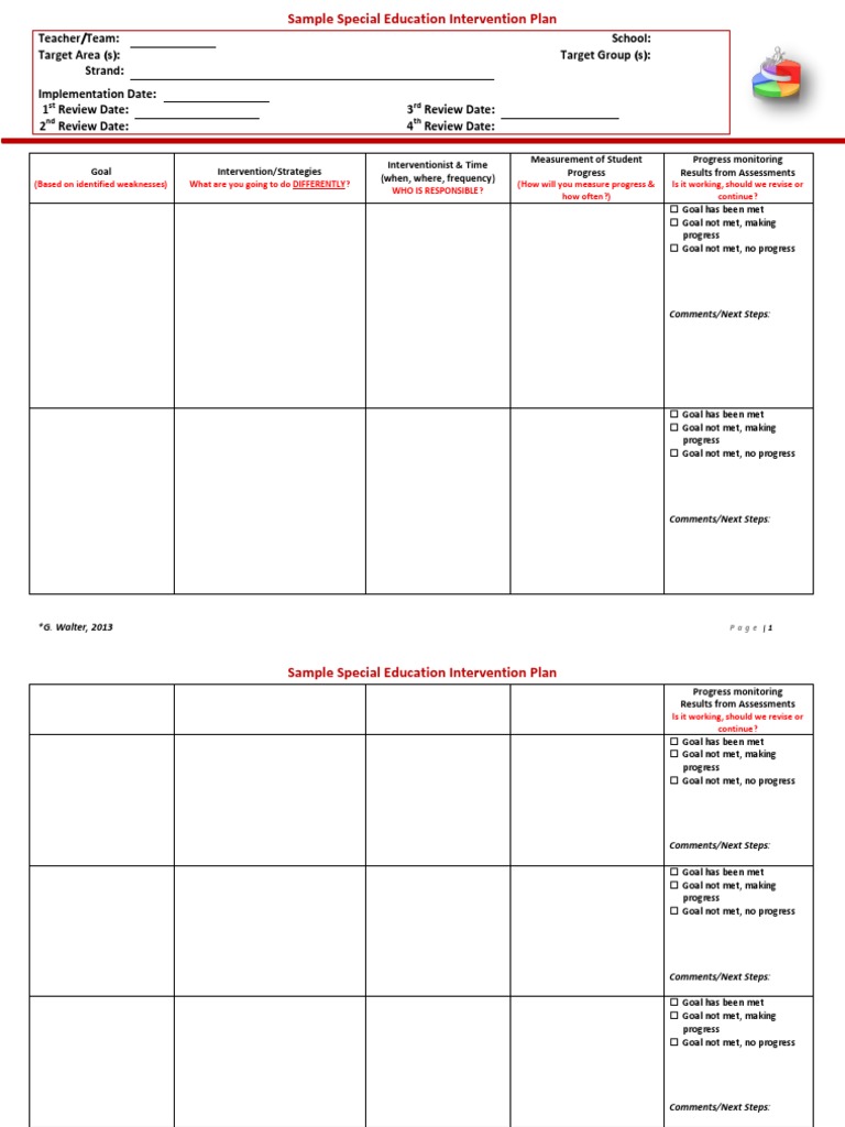 Special Education Intervention Plan | PDF | Special Education | Applied ...