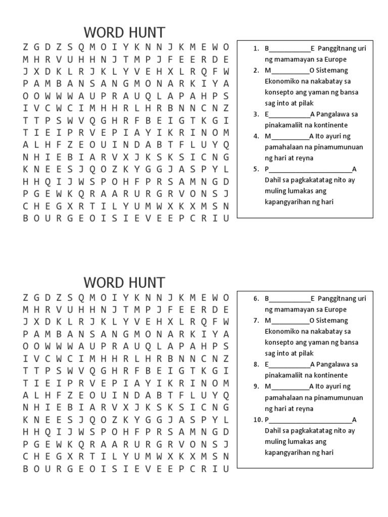 Filipino Word Hunt Activity | PDF