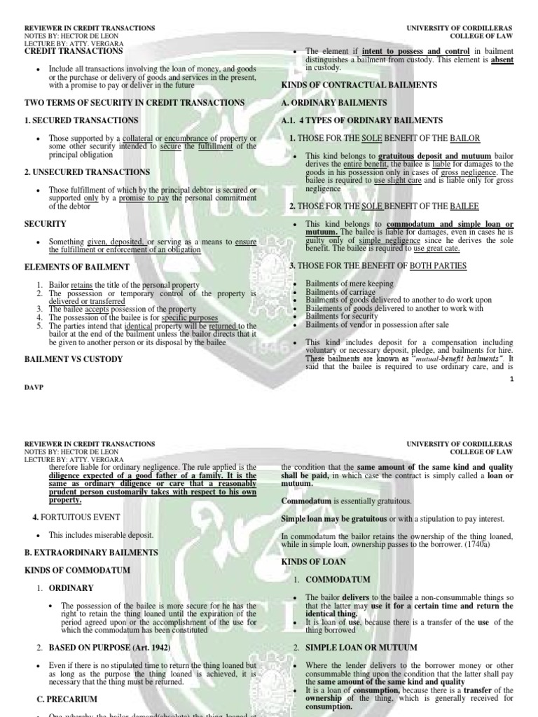 Reviewer in Credit Transactions-Complete | PDF | Loans | Interest