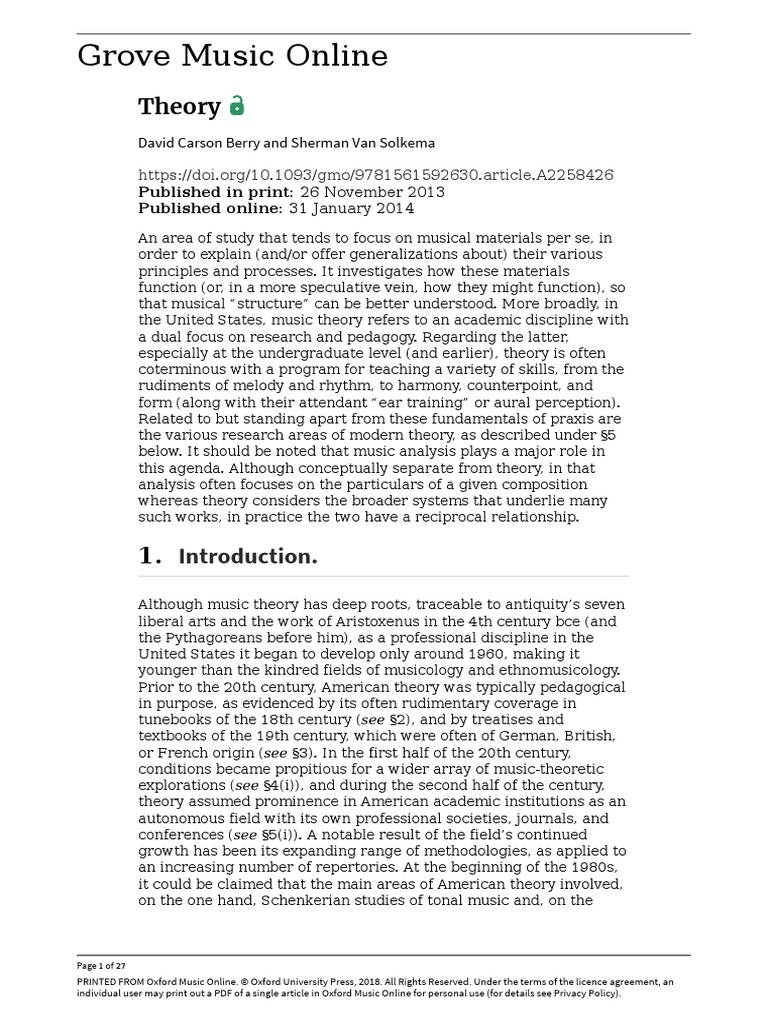 Grove Music Online: Theory | PDF | Scale (Music) | Chord (Music)