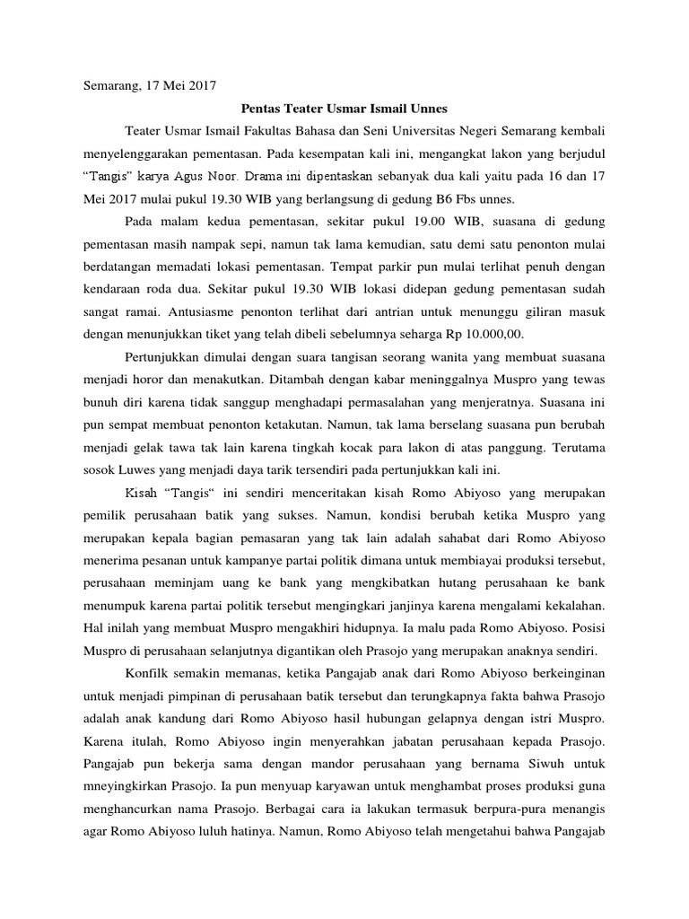 Contoh Laporan Pentas Teater | PDF
