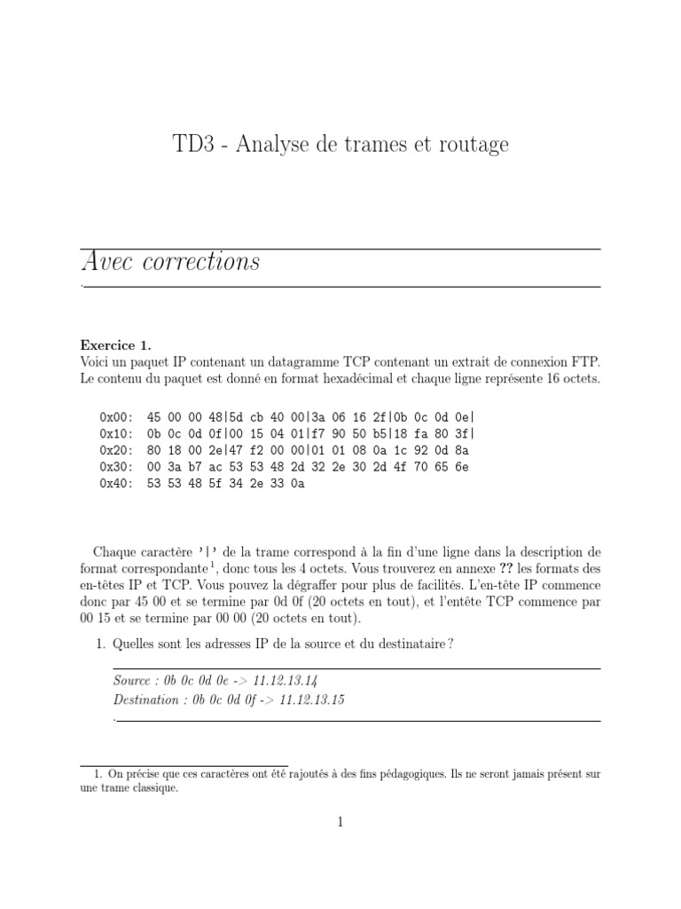 Analyse de trames Ethernet et IP | PDF | OSI protocols | Transmission ...
