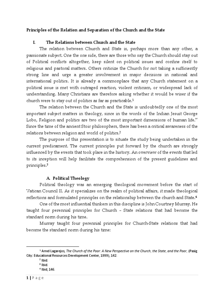The Relations Between Church and The State | PDF | Separation Of Church ...