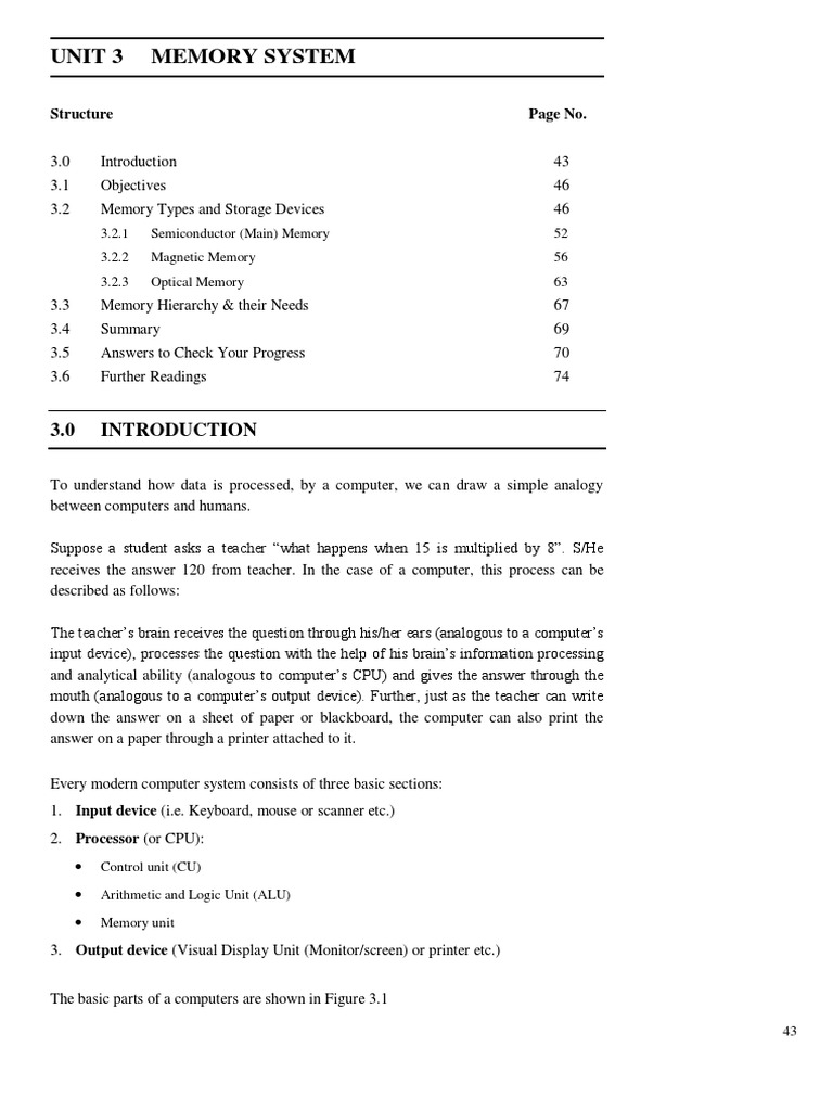 Unit 3 Memory System: Structure Page No | Download Free PDF | Computer Data Storage | Random ...