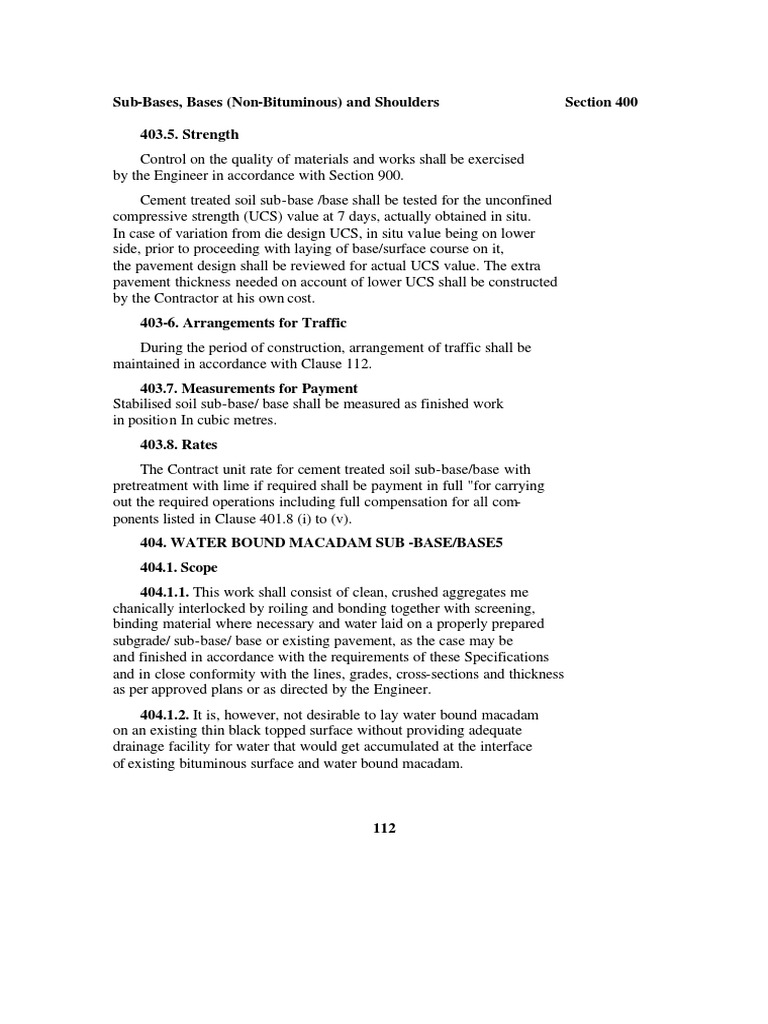 MoRTH Sec 400 | PDF | Construction Aggregate | Road Surface