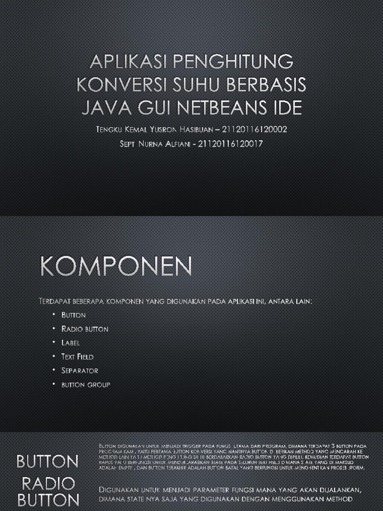 Aplikasi Penghitung Konversi Suhu Berbasis Java Gui Netbeans | PDF