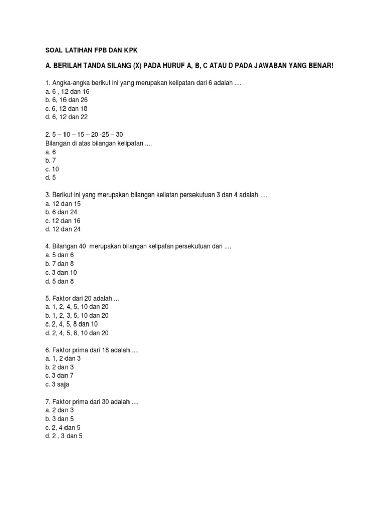 SOAL FPB Dan KPK | PDF