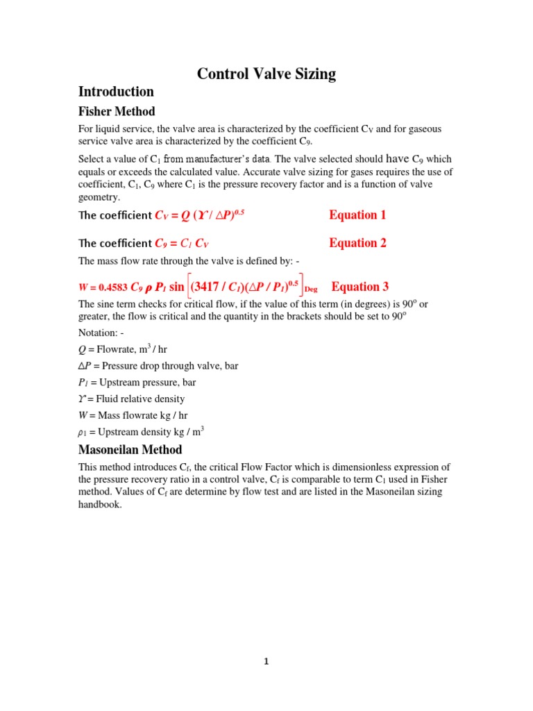 Control Valve Sizing | PDF | Pressure | Valve