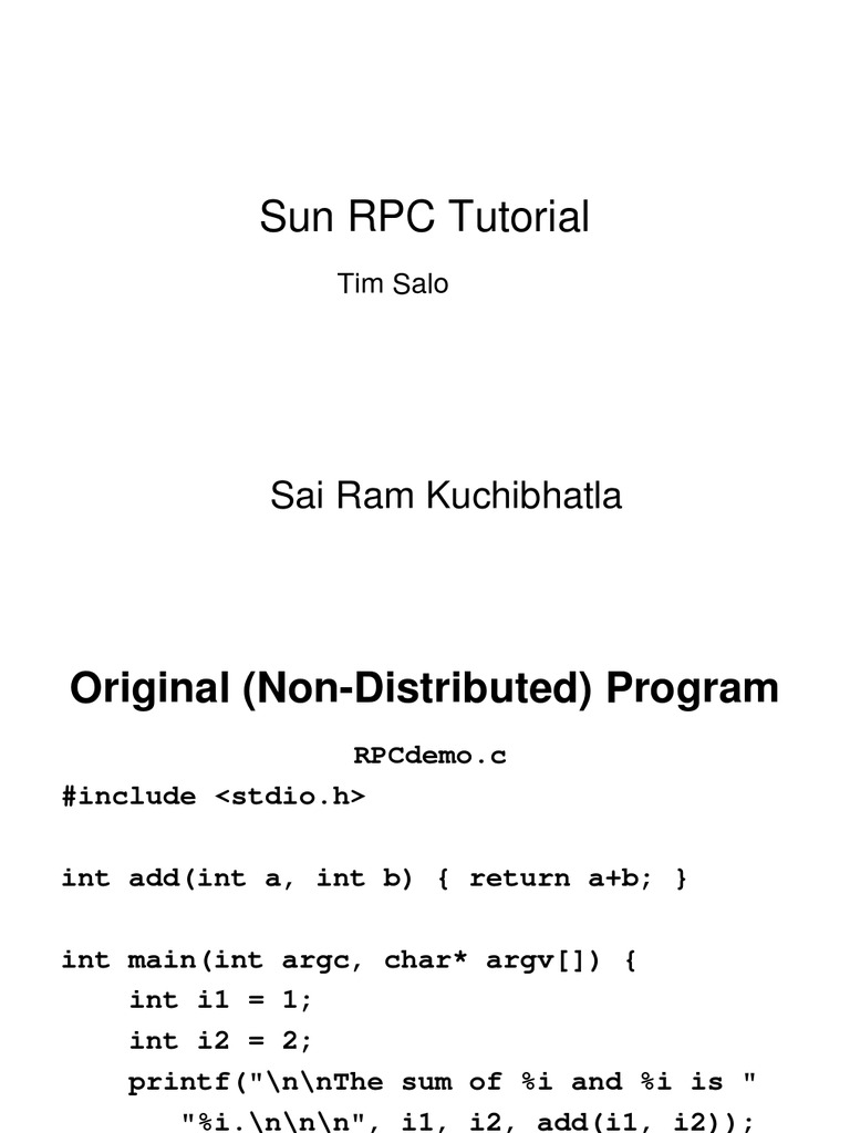 Sun Rpc Tutorial Sai Ram Kuchibhatla Pdf Java Programming Language Server Computing