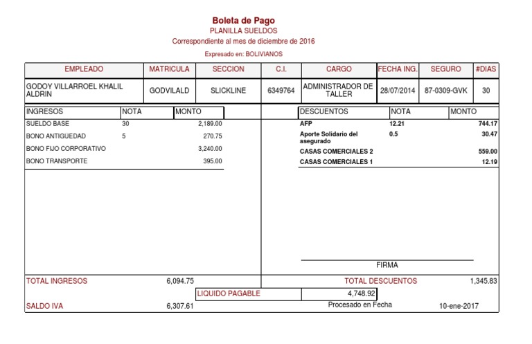 Formato Boleta De Pago - Image to u
