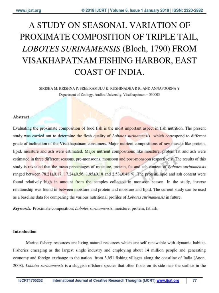 Lobotes Surinamensis (Bloch, 1790) From | PDF | Chemistry | Nature