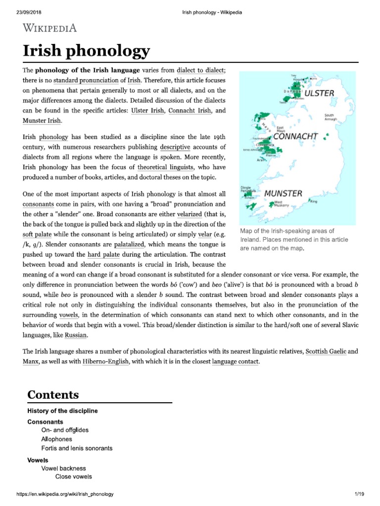 Irish Phonology | PDF