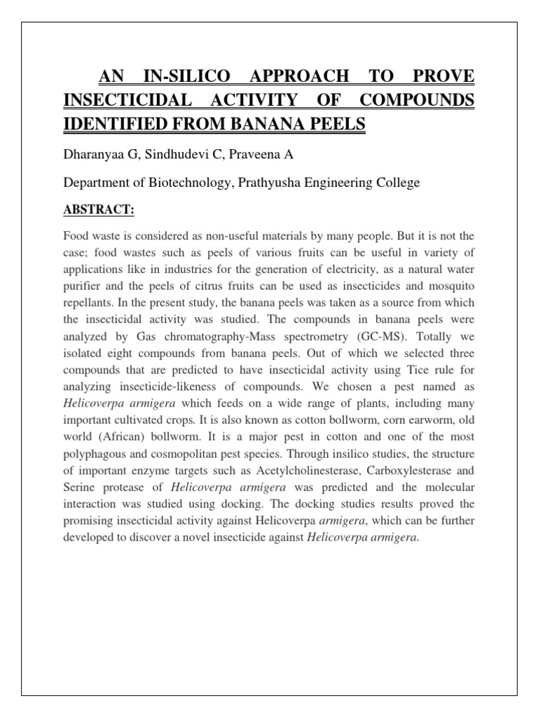 ABSTRACT For Food Conference | PDF | Insecticide | Banana