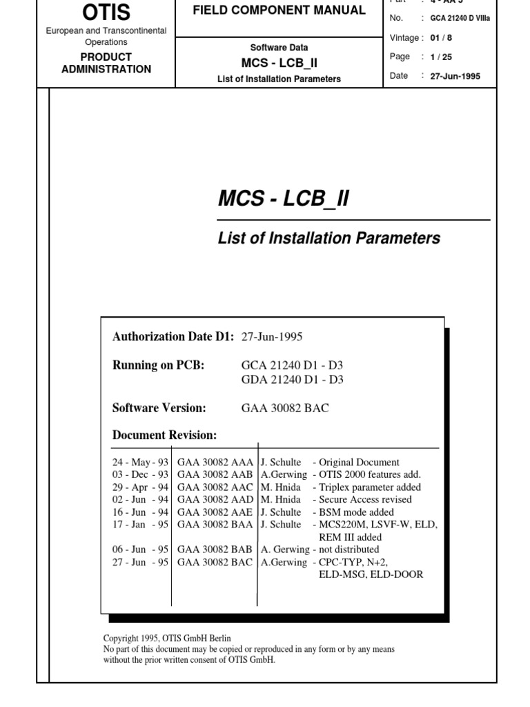 MCS LCB II List of Parameters PDF | PDF | Manufactured Goods ...